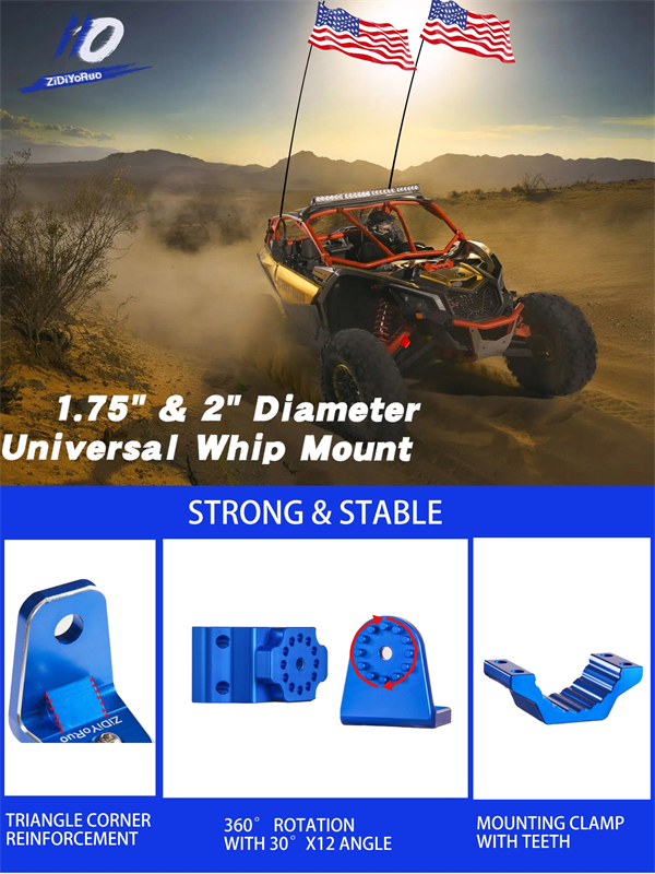 UTV Whip Light Mount-2 pcs of Blue Color (B09XWRXT2B) | sxs accessories